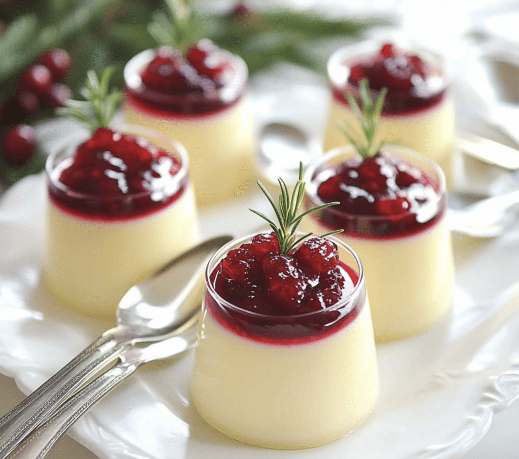 Eggnog Panna Cotta with Spiked Cranberry Sauce - Clara quick dinners
