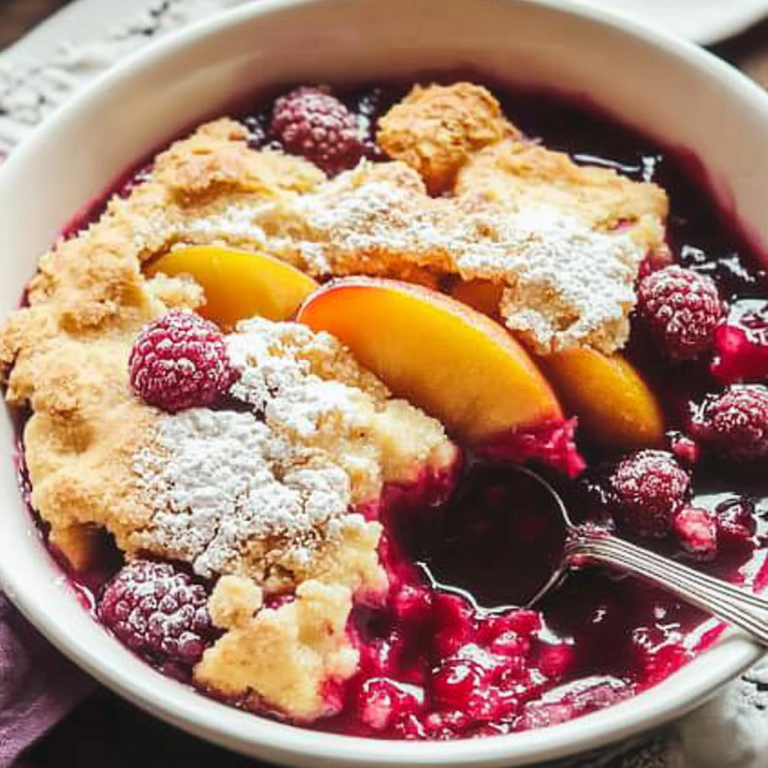 Easy Peach and Raspberry Cobbler - Clara quick dinners