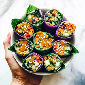 Detox Rainbow Roll-Ups with Peanut Sauce - Clara quick dinners