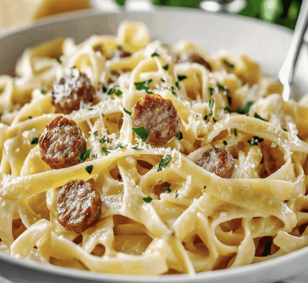 Creamy Italian Sausage Fettuccine Pasta - Clara quick dinners